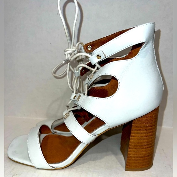 Shellys London | Shoes | Shellys London Lace Up Stack Heel Sandals ...